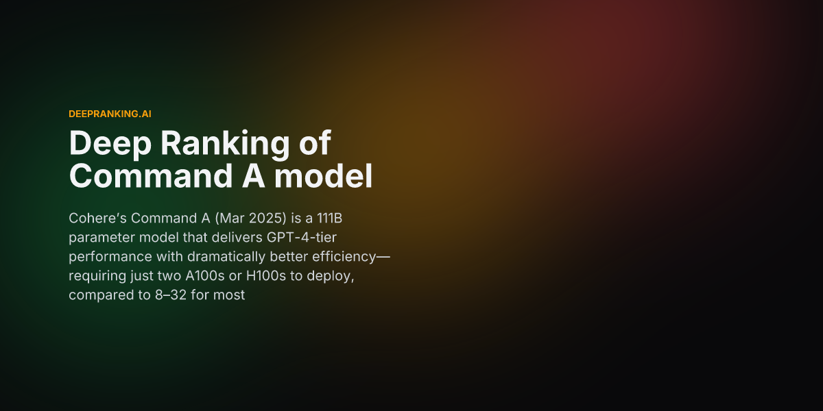 LLM Model: Command A by Cohere | Deepranking.ai