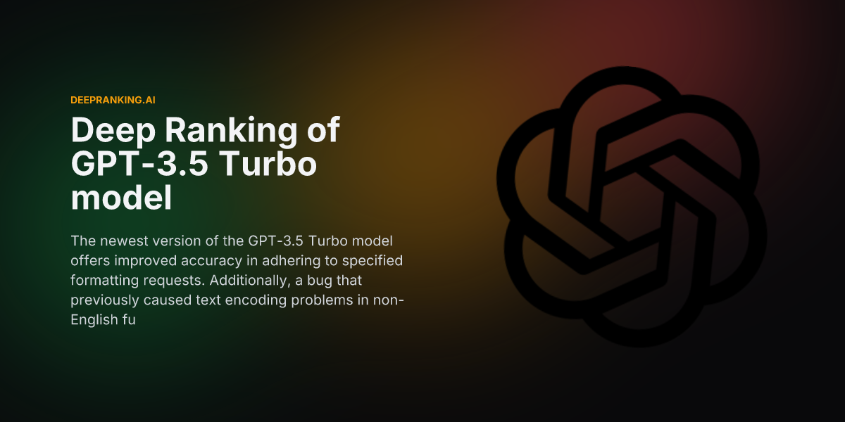 LLM Model: GPT-3.5 Turbo by OpenAI | Deepranking.ai