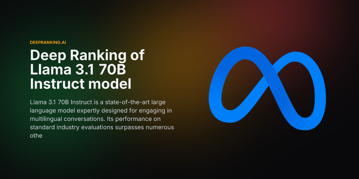 LLM Model: Llama 3.1 70B Instruct by Meta Llama | Deepranking.ai