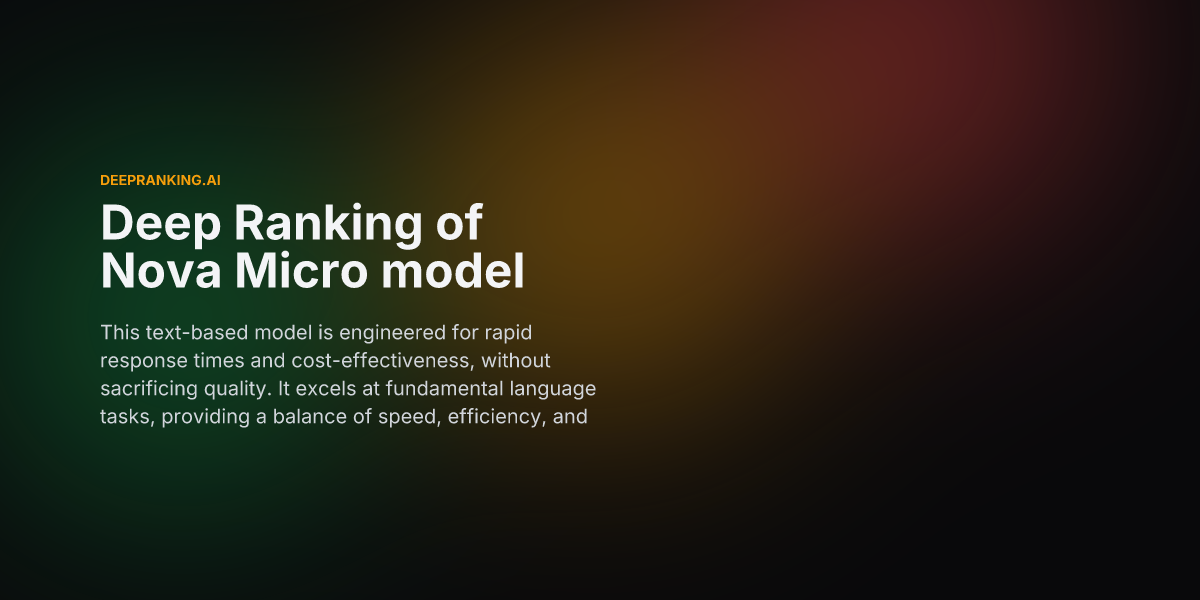 LLM Model: Nova Micro | Deepranking.ai