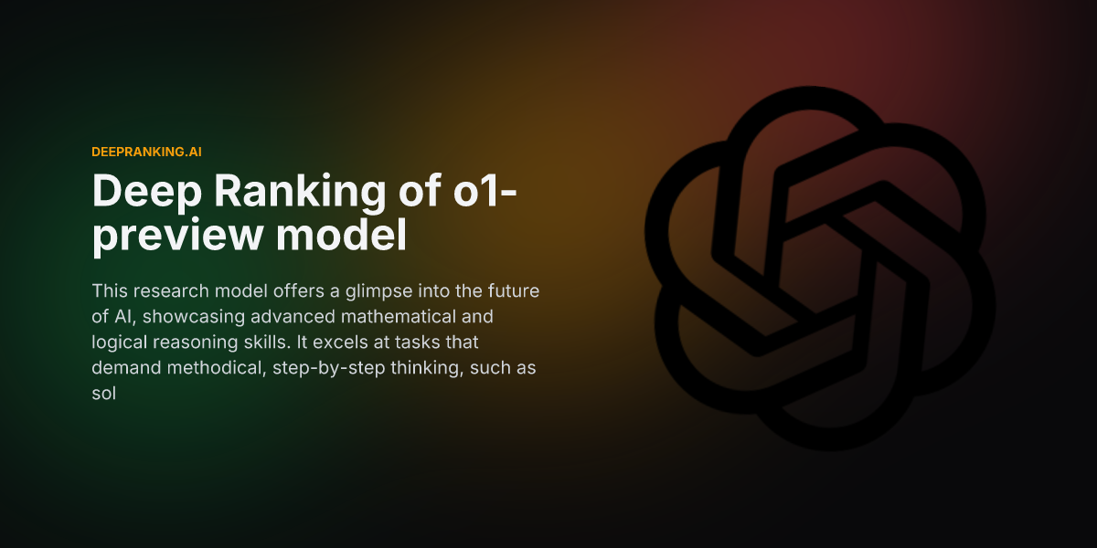LLM Model: o1-preview by OpenAI | Deepranking.ai