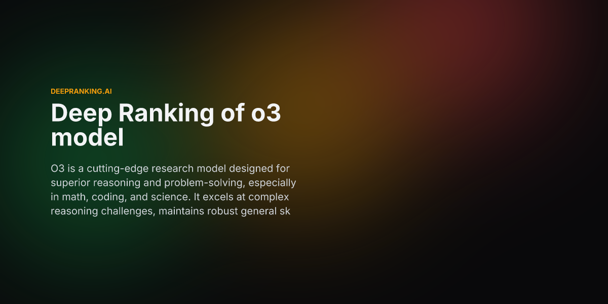 LLM Model: o3 by OpenAI | Deepranking.ai