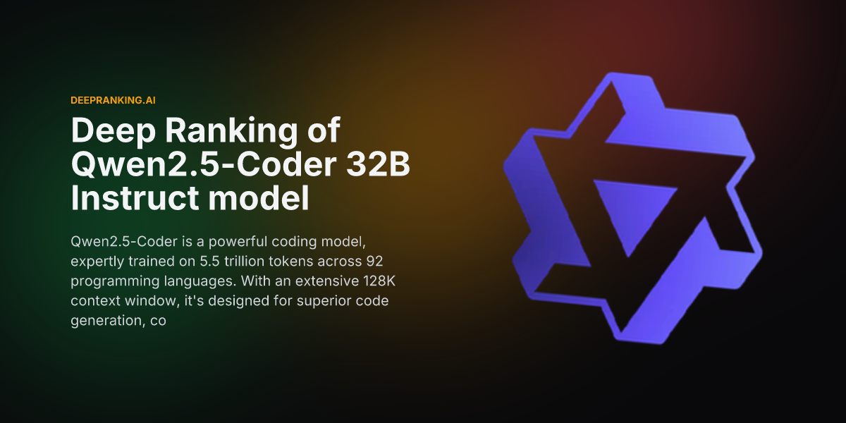 LLM Model: Qwen2.5-Coder 32B Instruct by Qwen | Deepranking.ai
