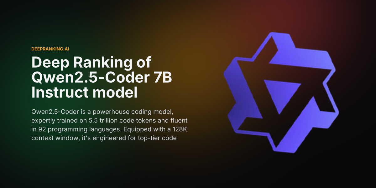 LLM Model: Qwen2.5-Coder 7B Instruct by Qwen | Deepranking.ai